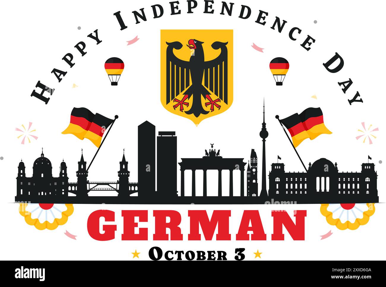 German Unity Day Vector Illustration on October 3rd featuring the ...