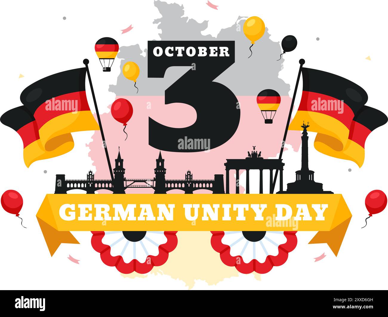German Unity Day Vector Illustration on October 3rd featuring the ...