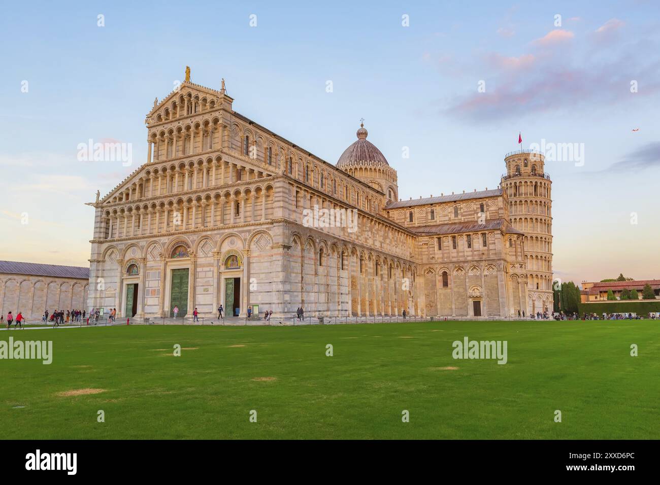 Pisa Cathedral and the Leaning Tower on Square of Miracles pink and ...