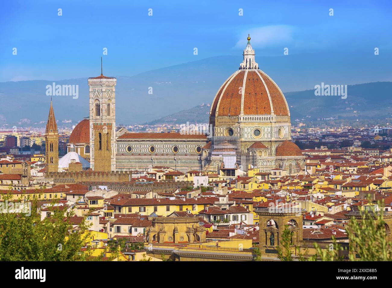 Aerial view of historical medieval buildings with Duomo Santa Maria Del ...