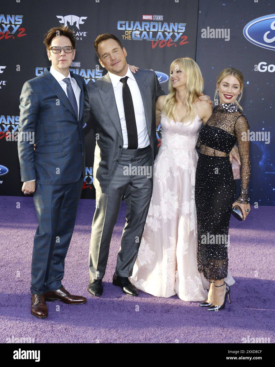 James Gunn, Chris Pratt, Anna Faris and Jennifer Holland at the Los ...