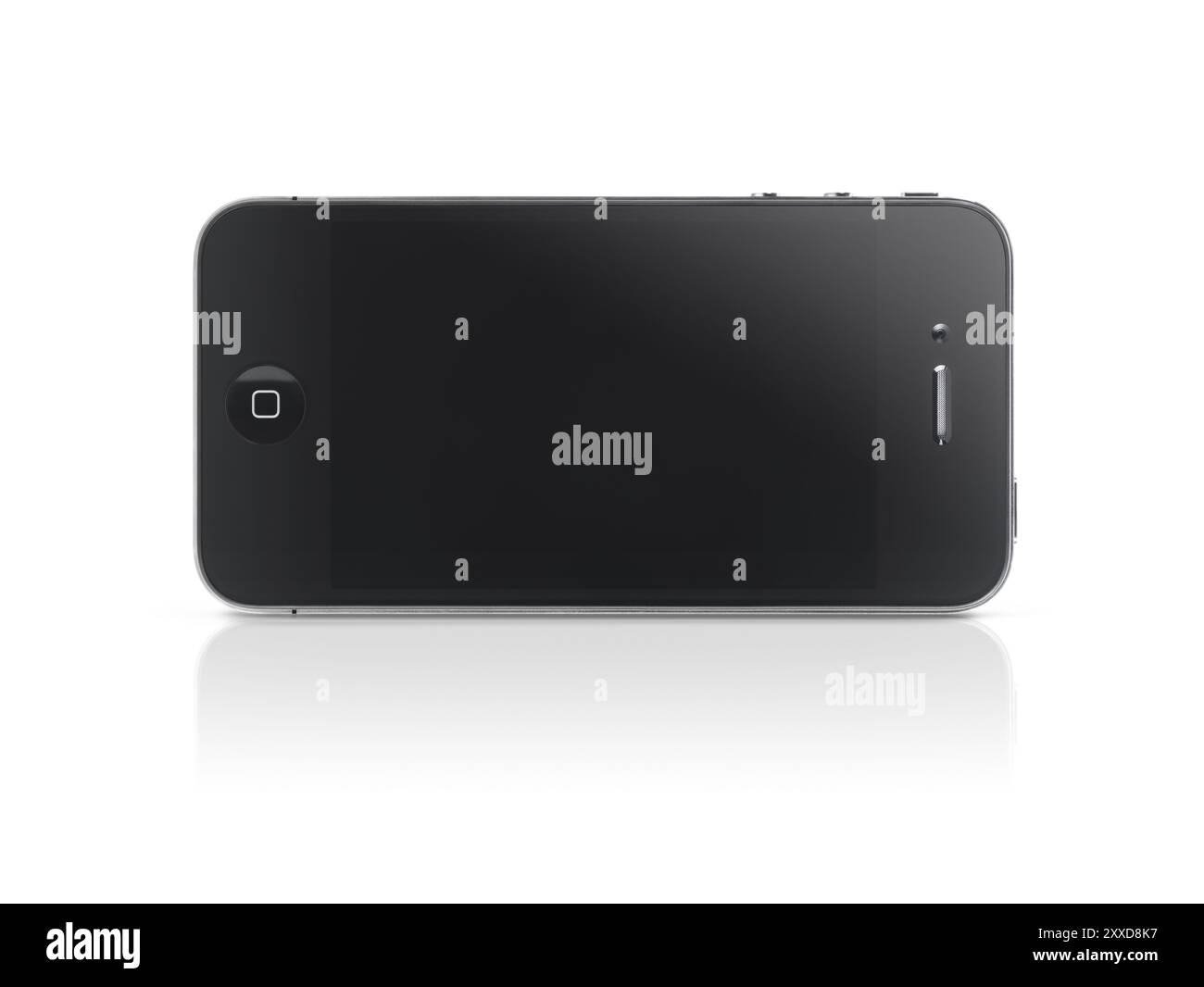 Apple iPhone 4 smartphone with clear screen isolated with clipping path ...