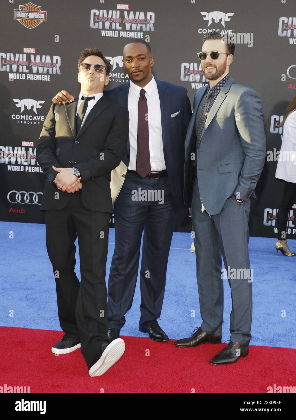 Robert Downey Jr., Anthony Mackie and Chris Evans at the World premiere ...