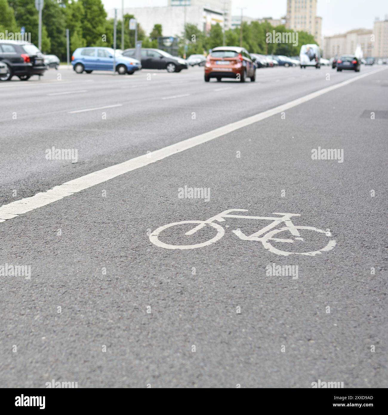 Cycle path on a street in the centre of Berlin Stock Photo - Alamy
