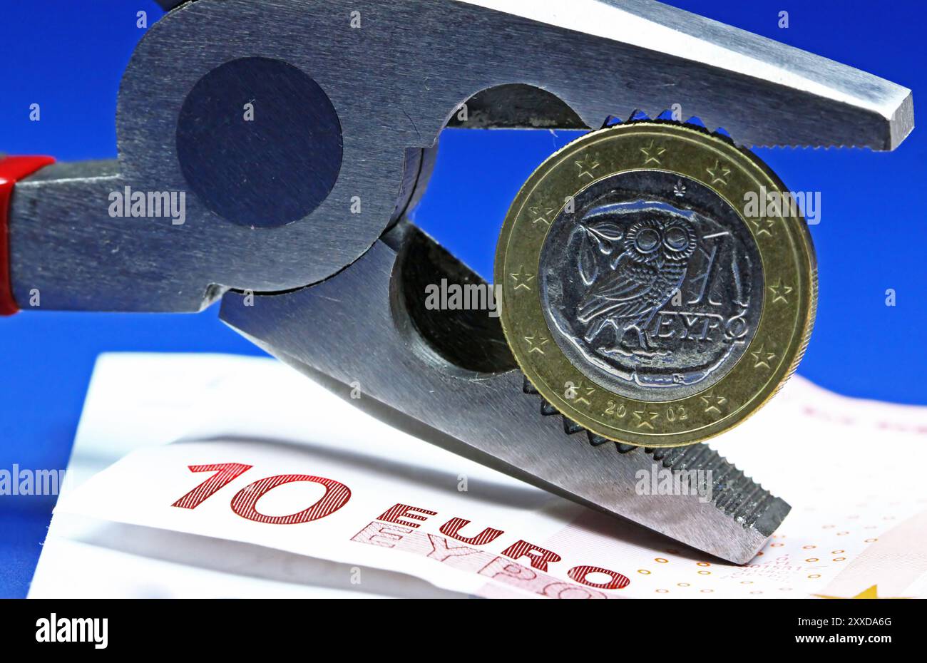 Greek euro in trouble, Greek euro in crisis Stock Photo - Alamy