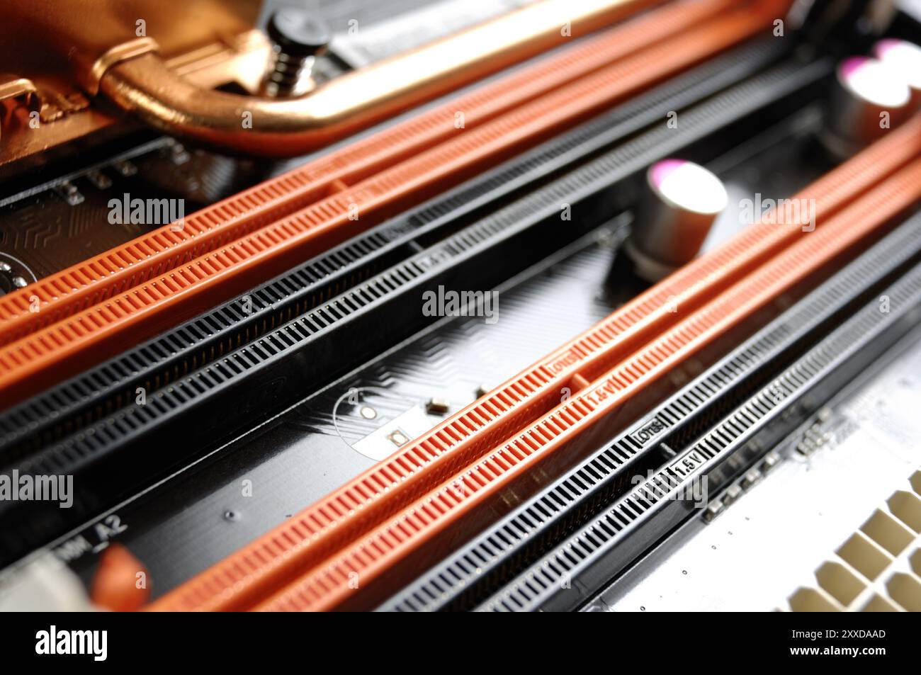 Computer DDR memory slots on a motherboard closeup Stock Photo - Alamy