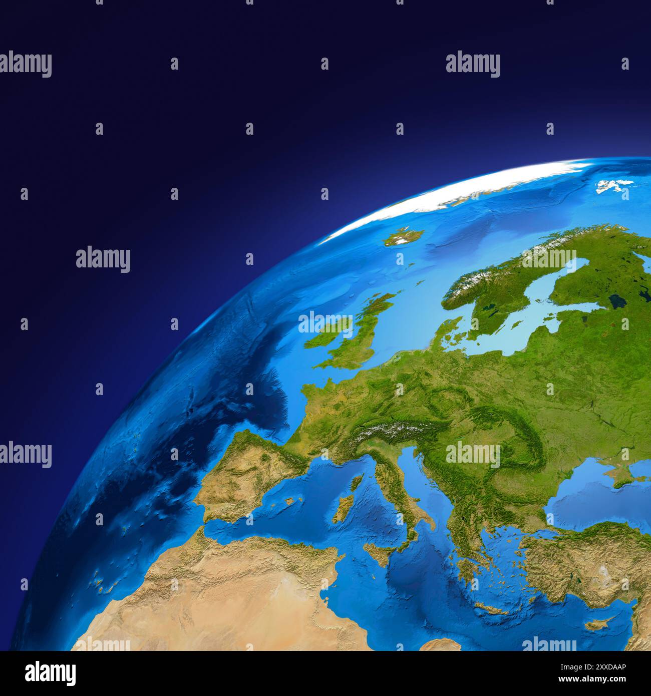 View of the Earth globe from space showing European continent. Isolated ...