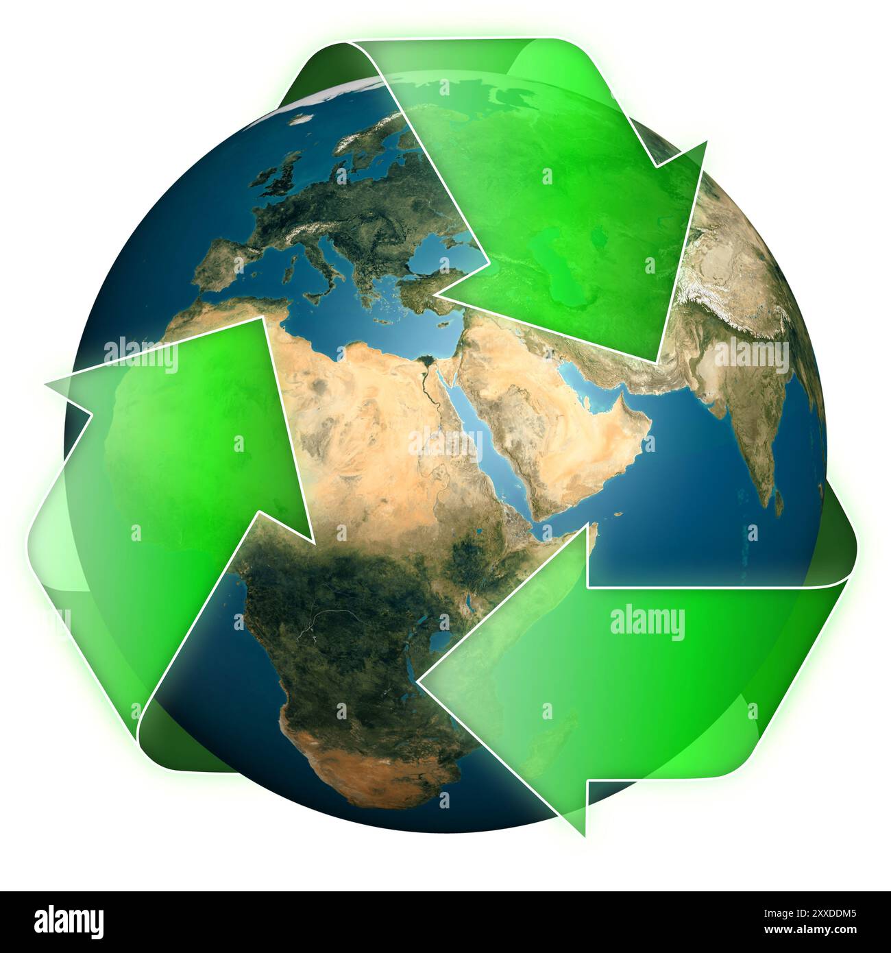Earth globe inside a recycling symbol. Conceptual illustration ...