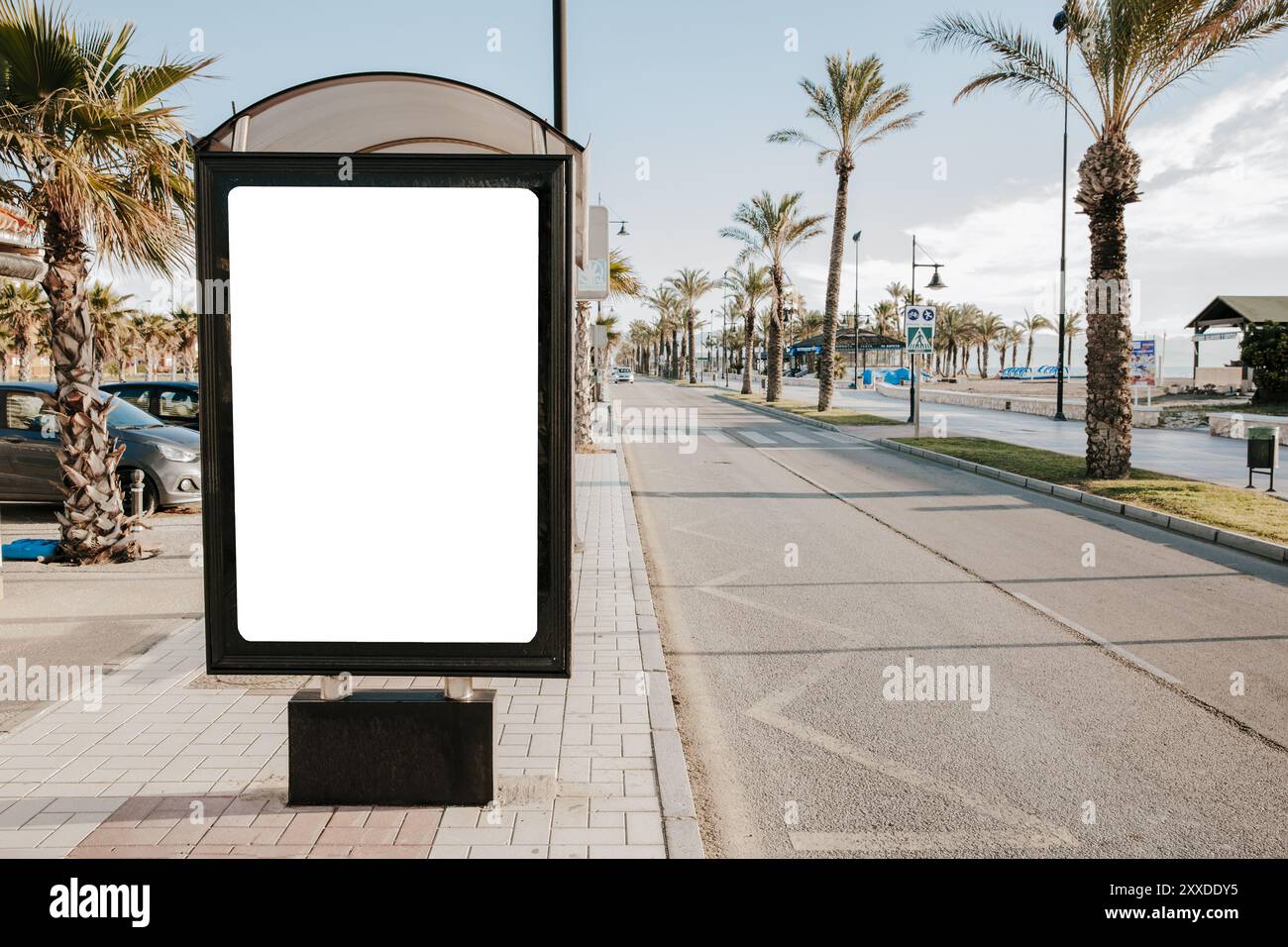 Blank white bus stop box sunlight Stock Photo - Alamy
