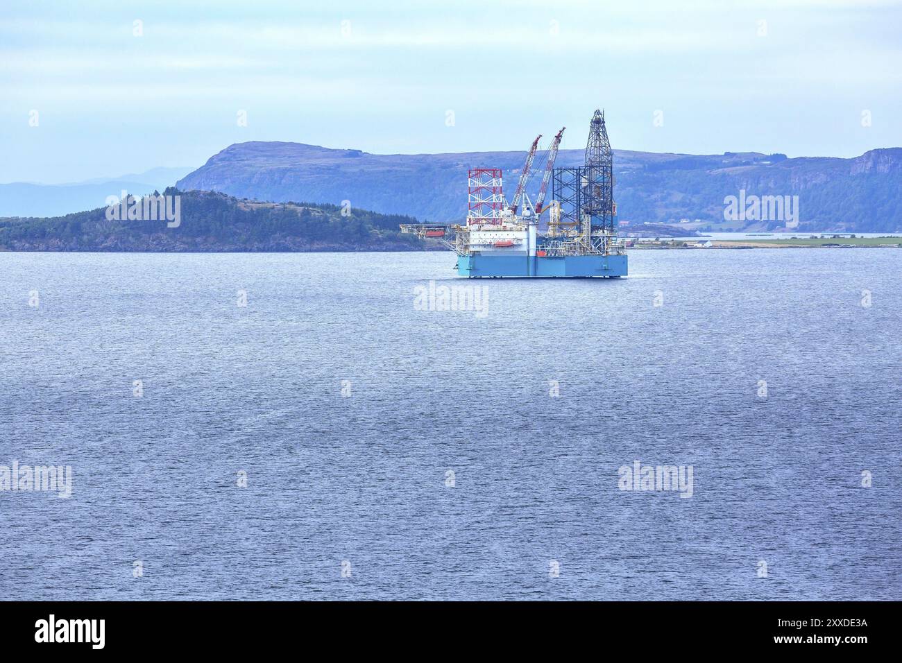 Rigs offshore Oil refinery platform in Stavanger, Norway fjord with ...