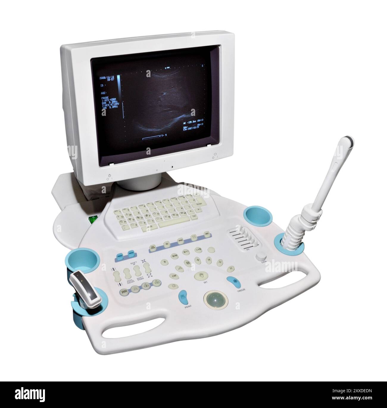 Medical ultrasonic diagnostical system with probes isolated on white ...