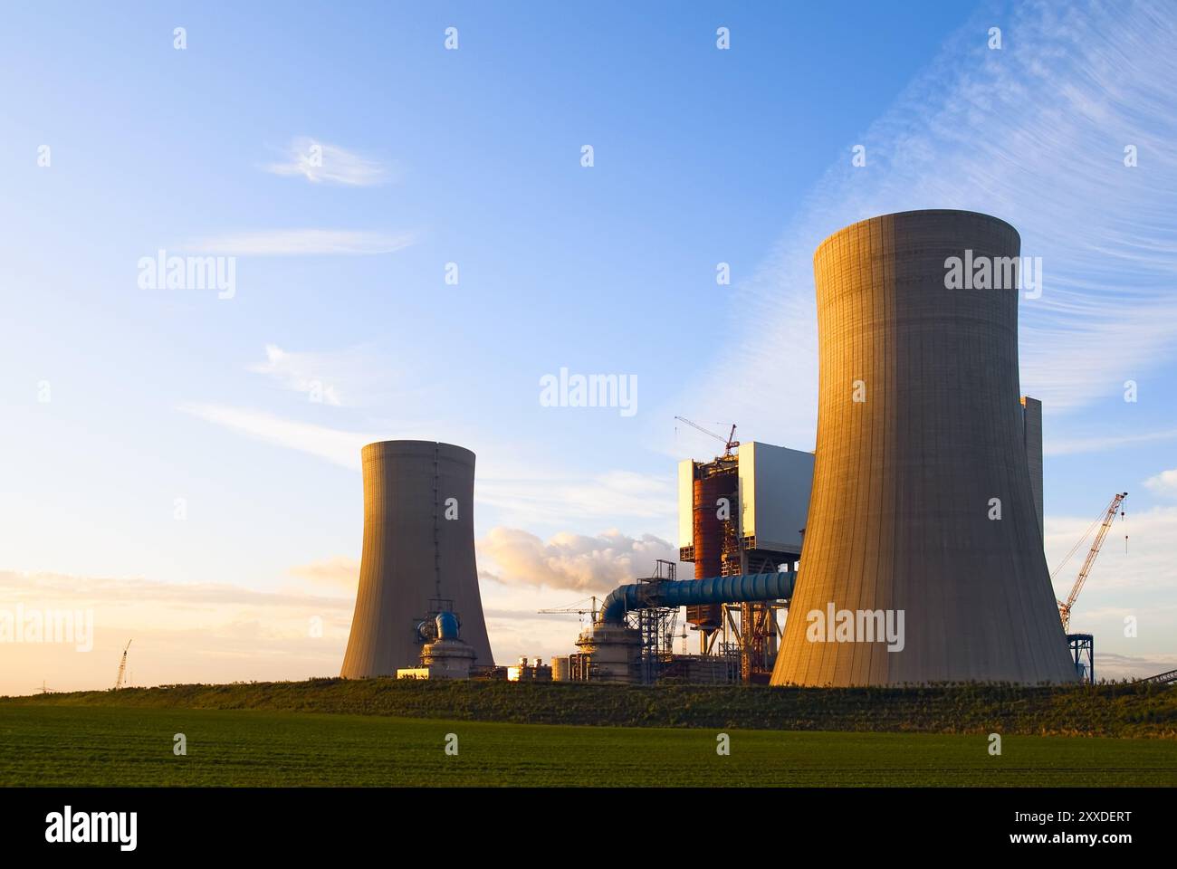 Cooling towers and boiler house of the BOA power plant Neurath Stock ...