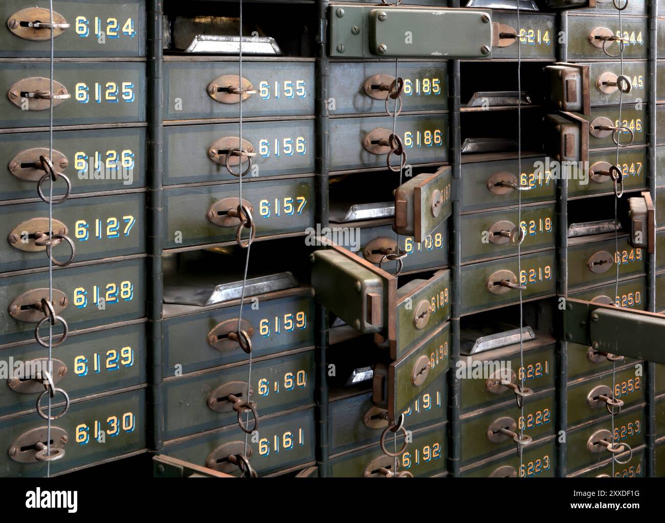 Safe deposit boxes in a bank Stock Photo - Alamy