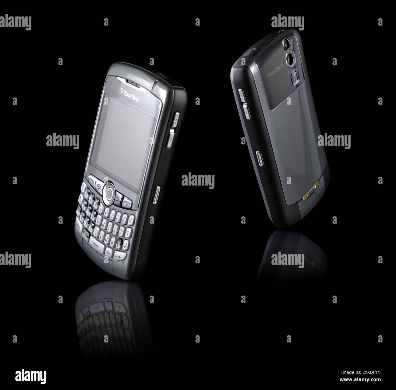 BlackBerry 8310 Curve stylish smartphone Isolated silhouette on black ...