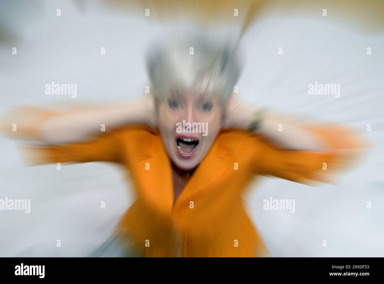 Woman in panic Stock Photo - Alamy