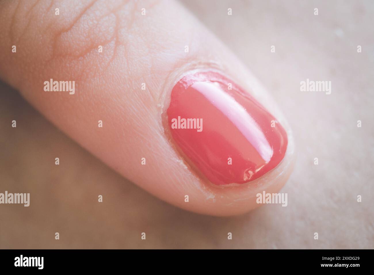 Red fingernails: red nail polish of a young woman Stock Photo - Alamy