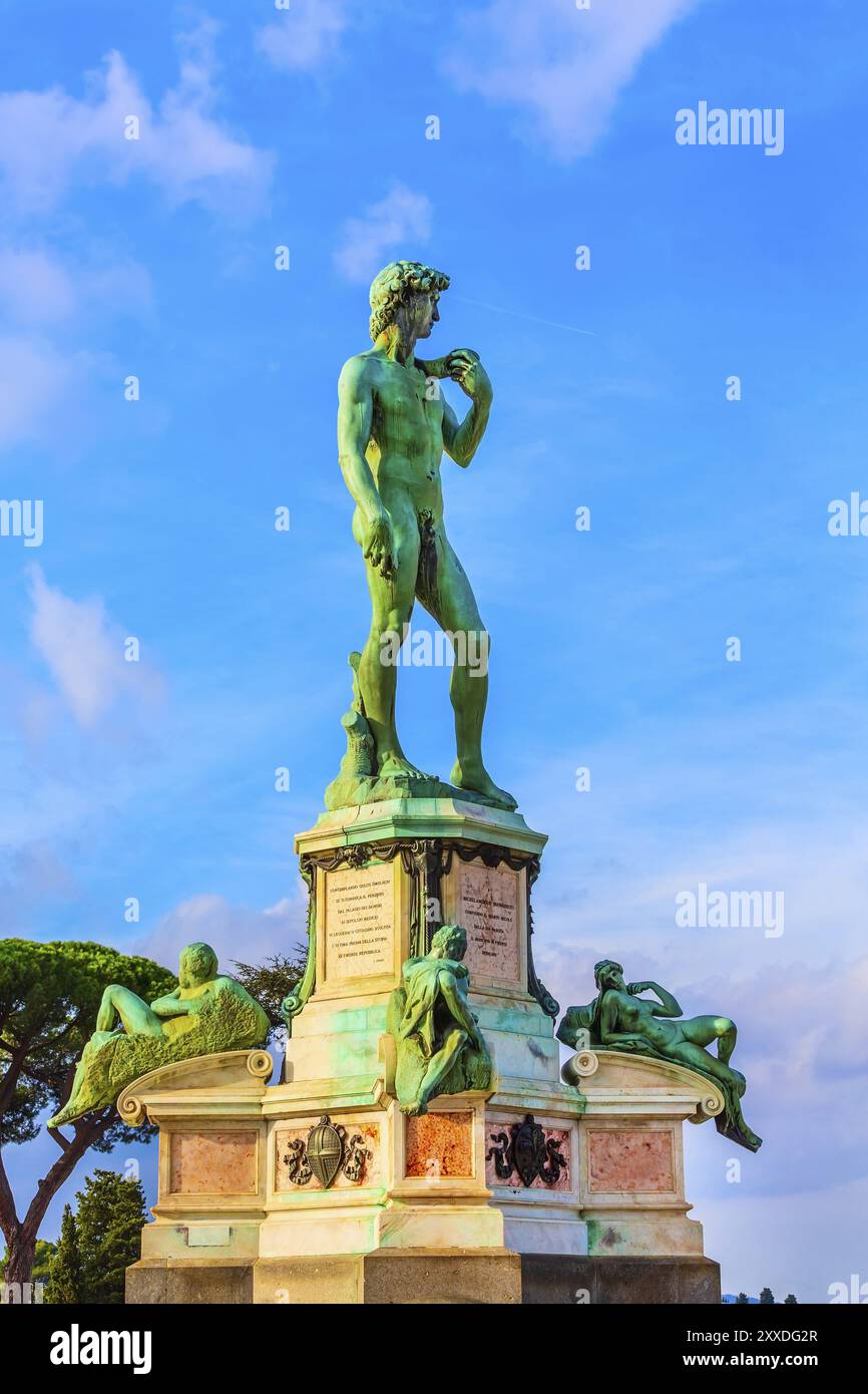 Florence, Italy Piazzale Michelangelo with David replica statue at ...