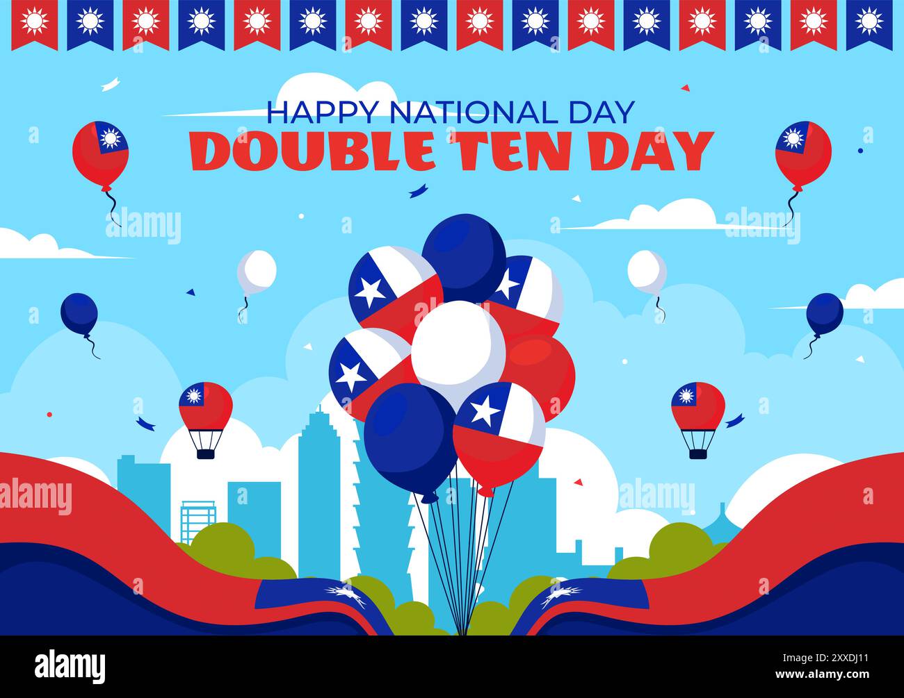 Happy Double Ten National Day Vector Illustration on October 10 with ...
