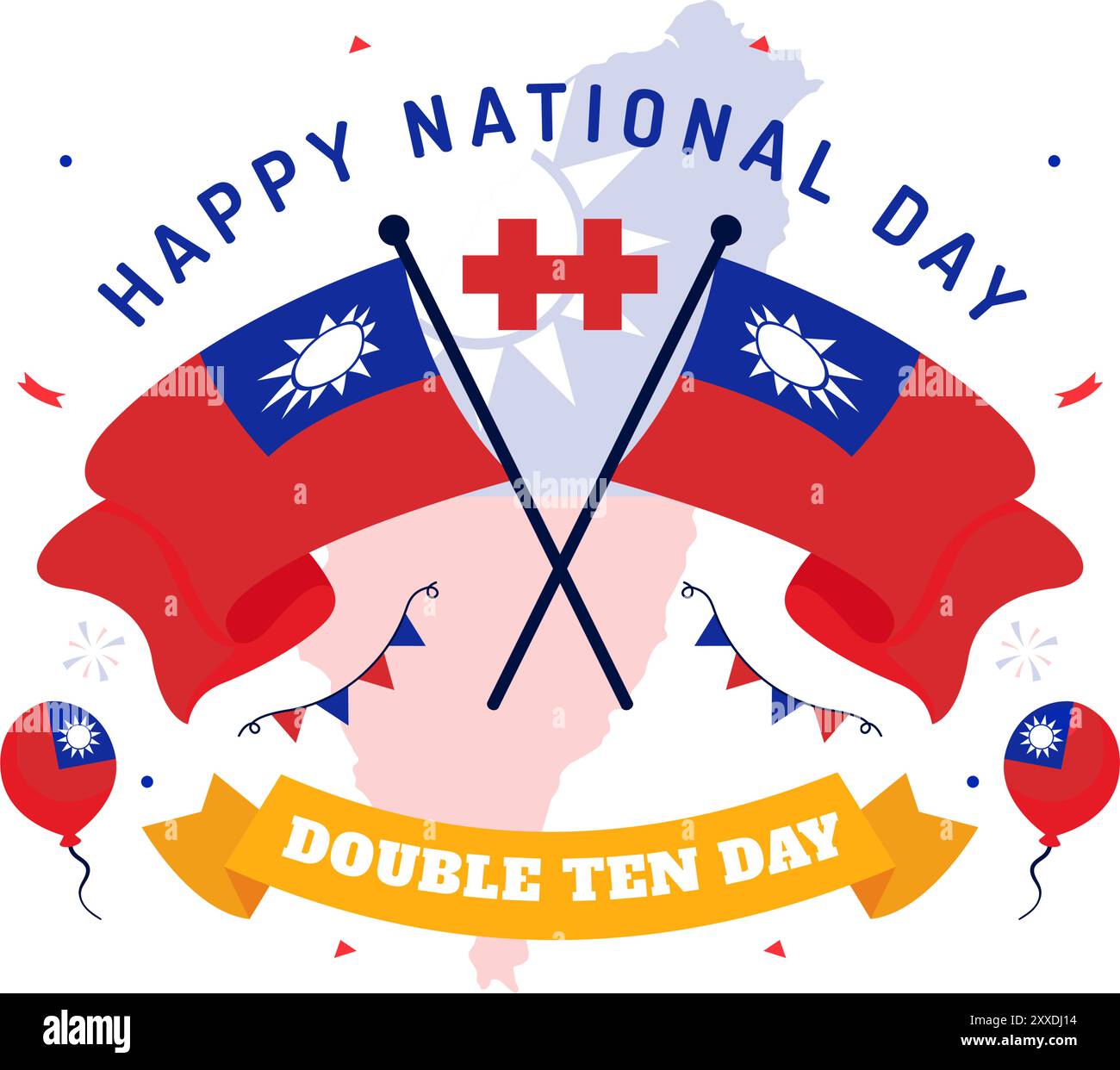 Happy Double Ten National Day Vector Illustration on October 10 with ...