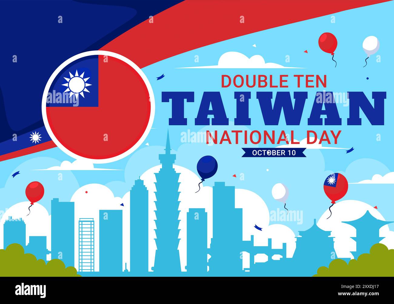 Happy Double Ten National Day Vector Illustration on October 10 with ...