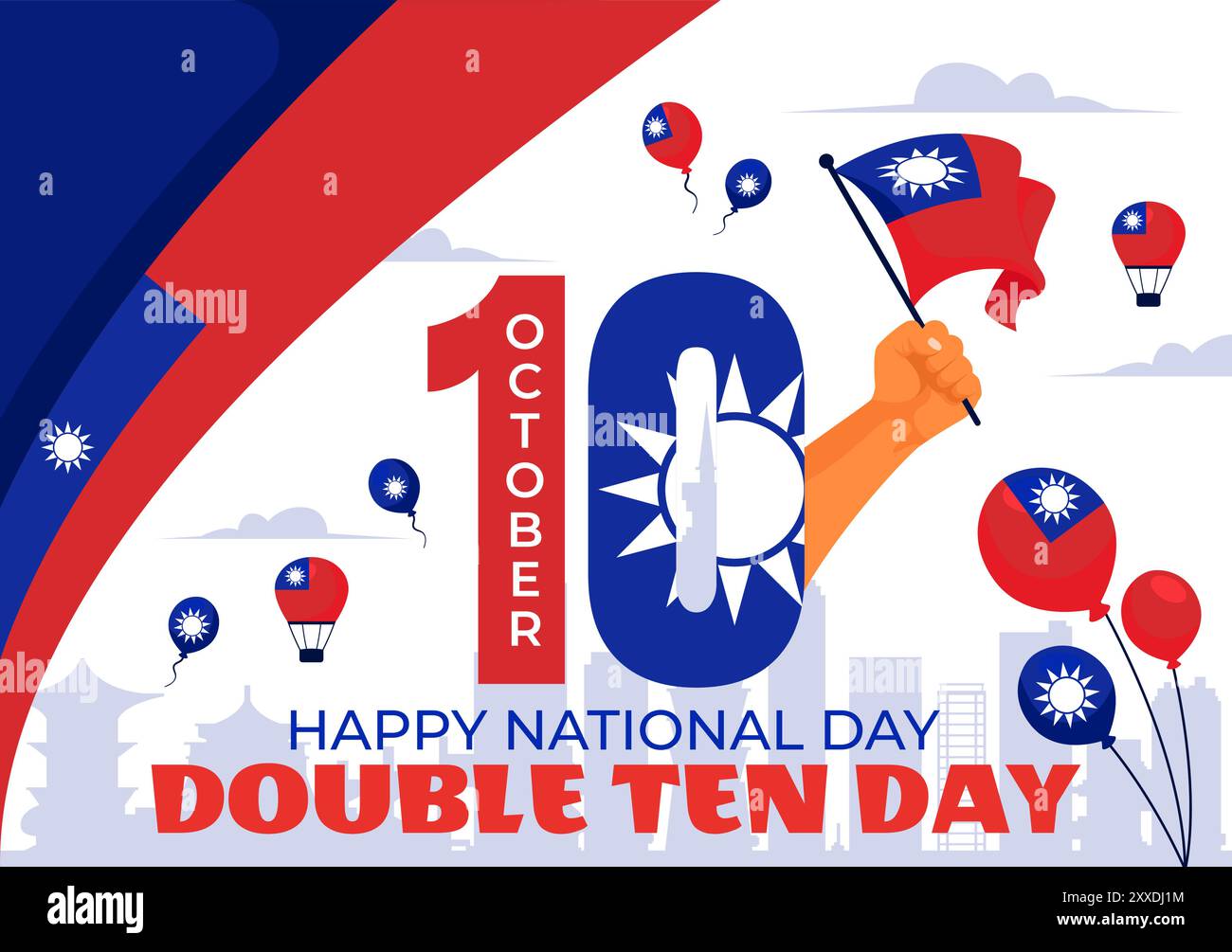 Happy Double Ten National Day Vector Illustration on October 10 with ...