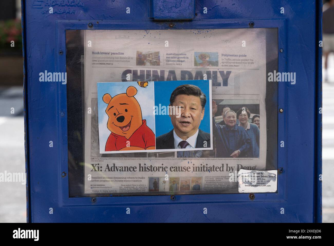 New York, New York, USA. 23rd Aug, 2024. Sticker with an image of ...