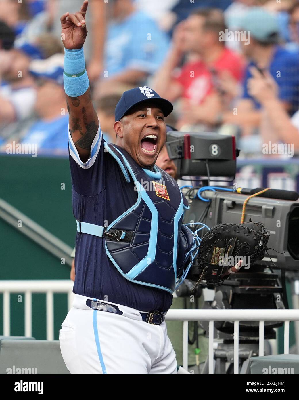 AUG 23, 2024: Kansas City Royals catcher Salvador Perez (13) fires up ...