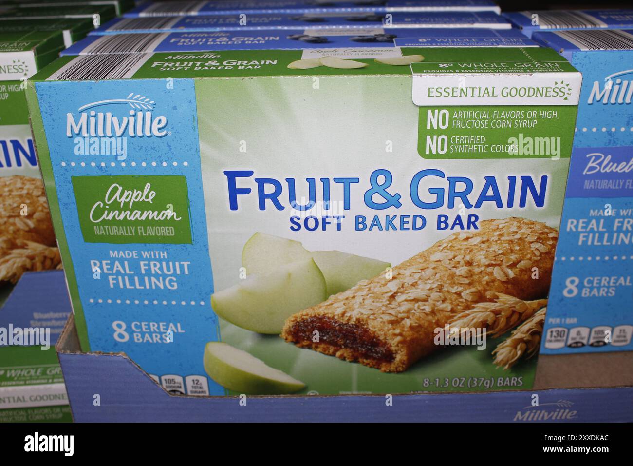 ALDI Millville Fruit and Grain Bars in boxes closeup on a shelf Stock ...