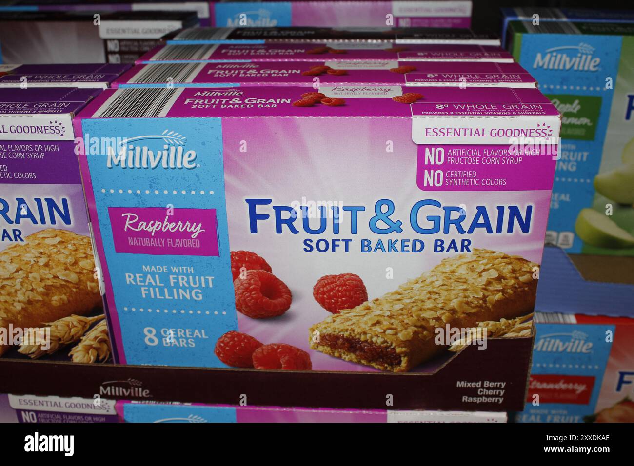 ALDI Millville Fruit and Grain Bars in boxes closeup on a shelf Stock ...