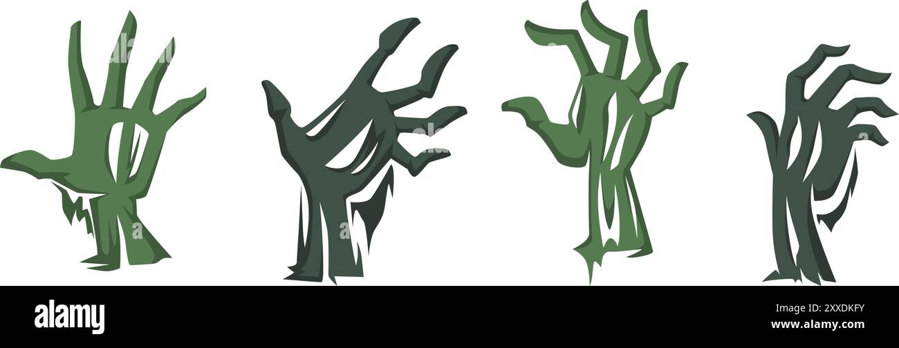 Creepy Green Zombie Hands Collection Stock Vector Image & Art - Alamy