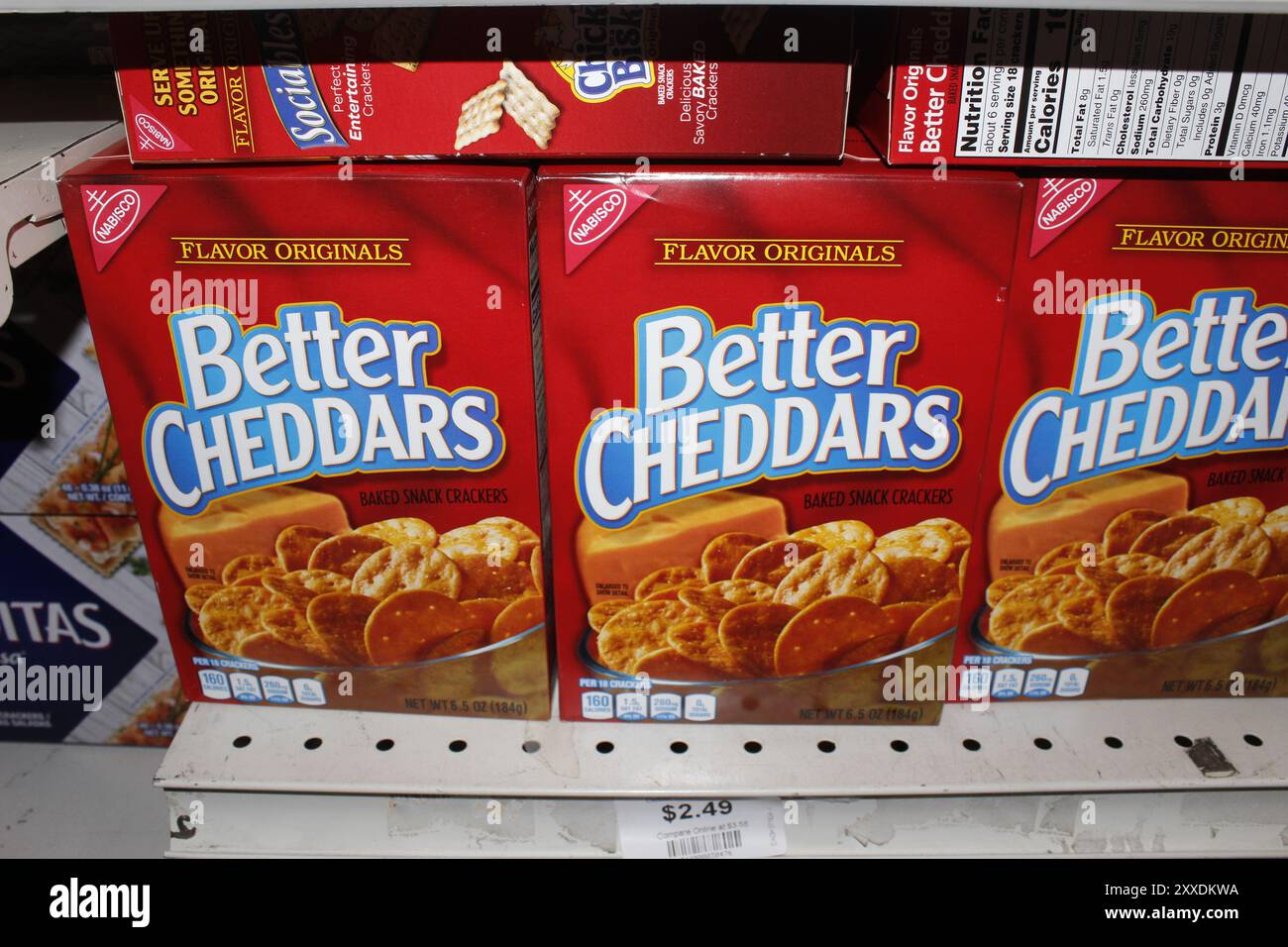 NABISCO BETTER CHEDDARS in boxes on a shelf closeup Stock Photo - Alamy