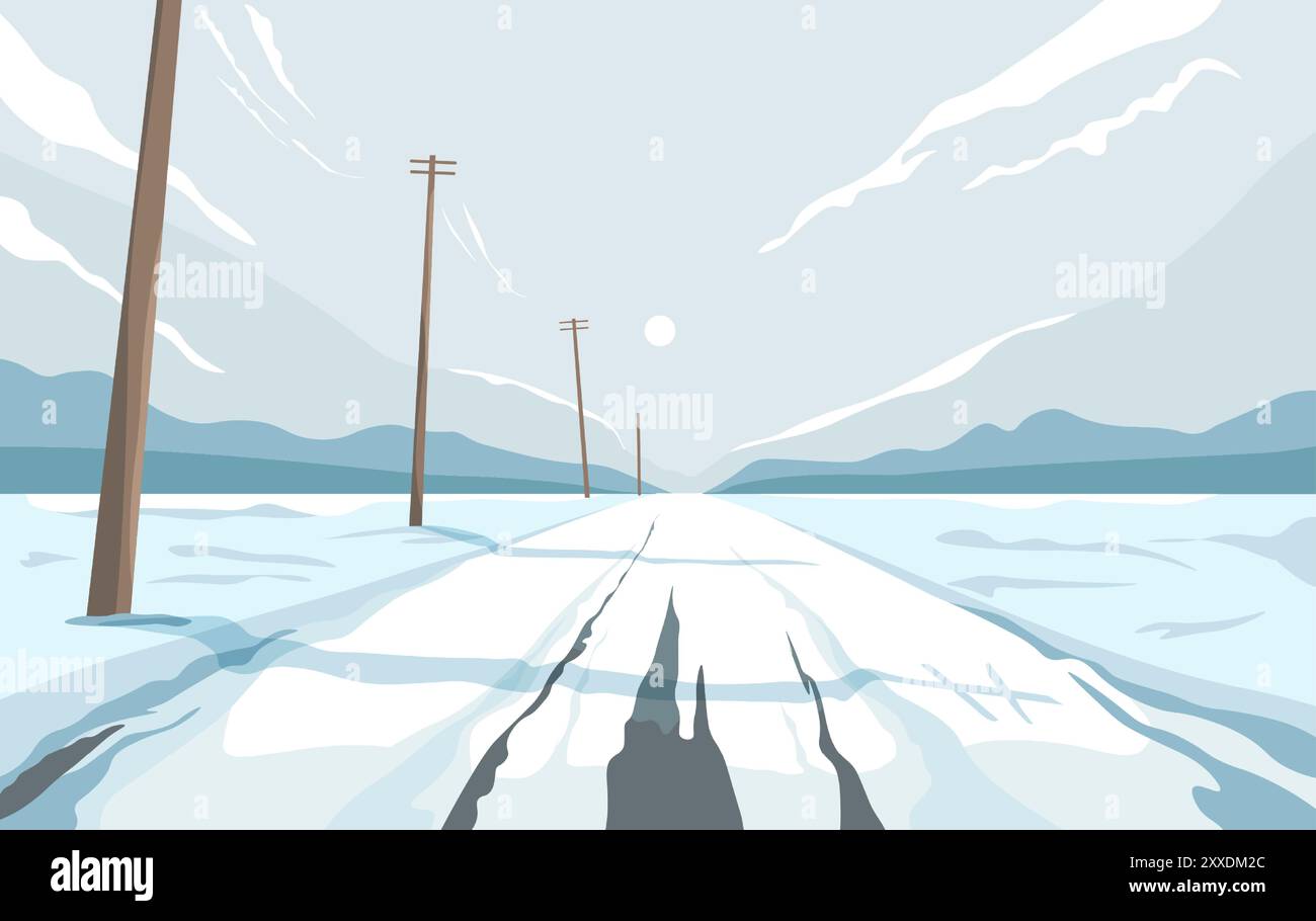 Lonely Road in Snowy Wilderness Stock Vector Image & Art - Alamy