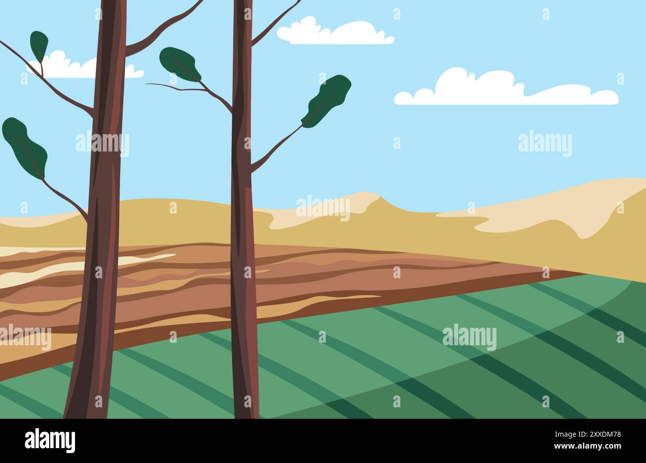 Sparse Trees in Desert Landscape Stock Vector Image & Art - Alamy