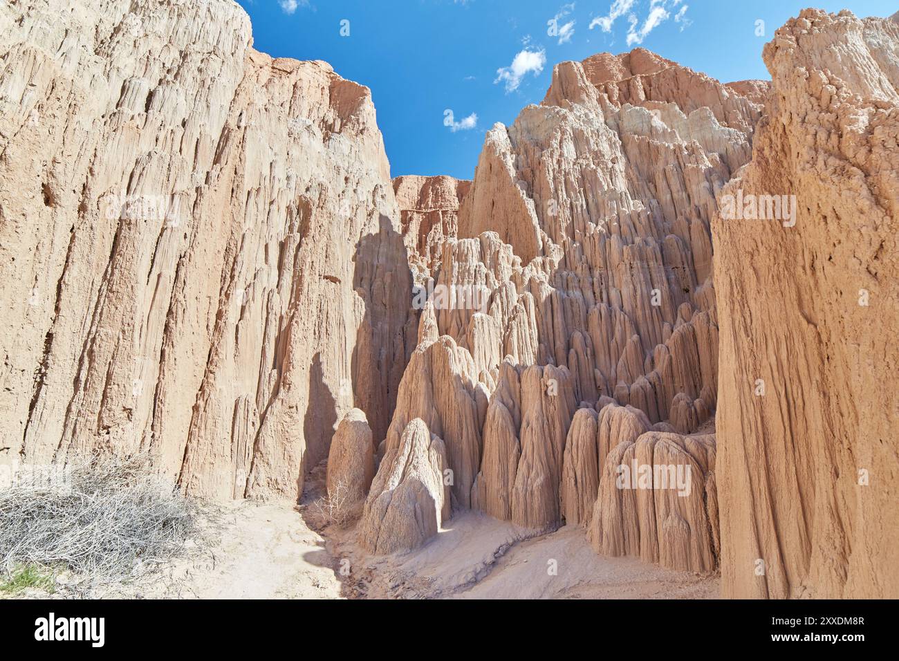 Cathedral Gorge State Park is known for its narrow slot canyon and ...