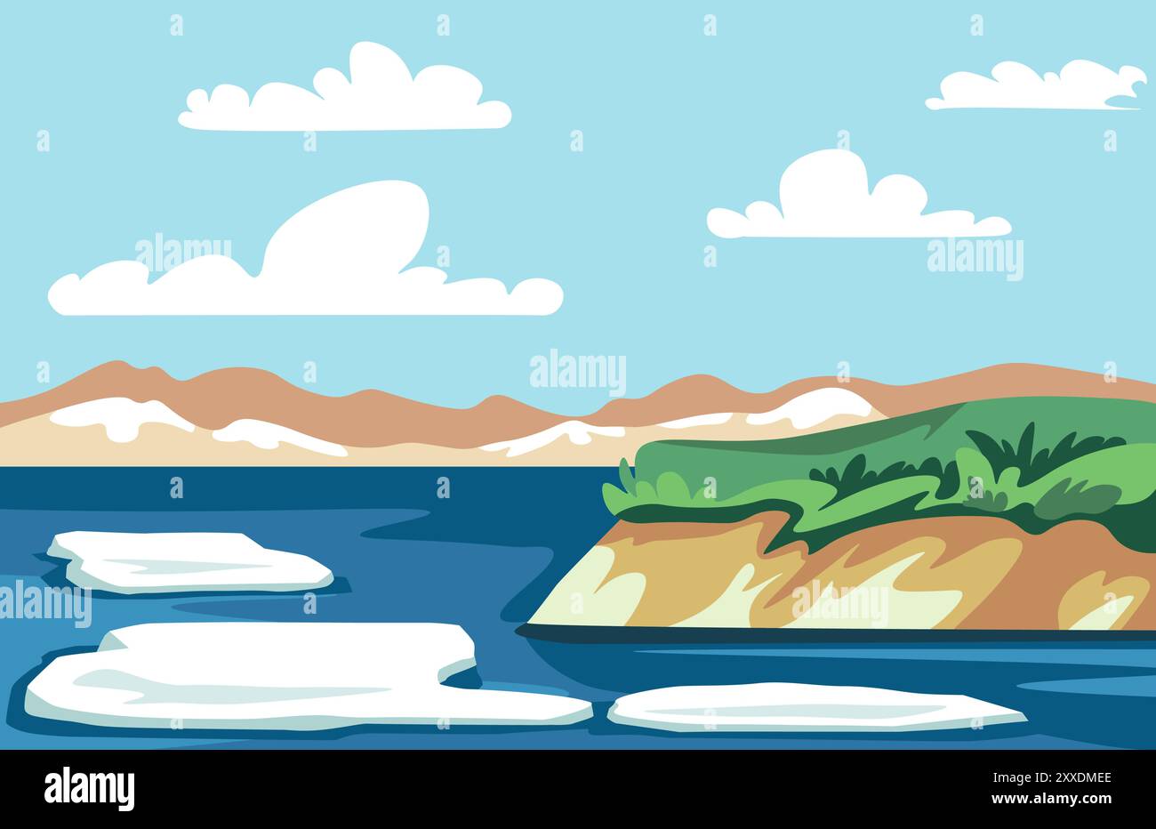 Scenic Coastal Landscape Illustration vector Stock Vector Image & Art ...