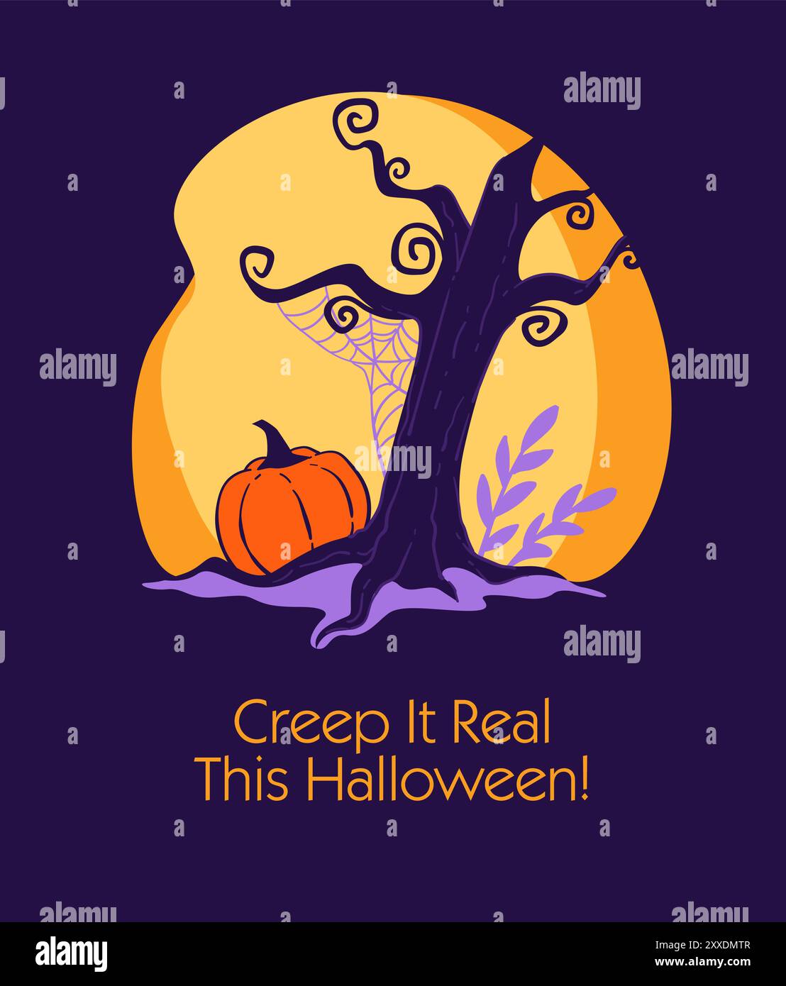 Spooky tree cartoon illustration Stock Vector Images - Alamy