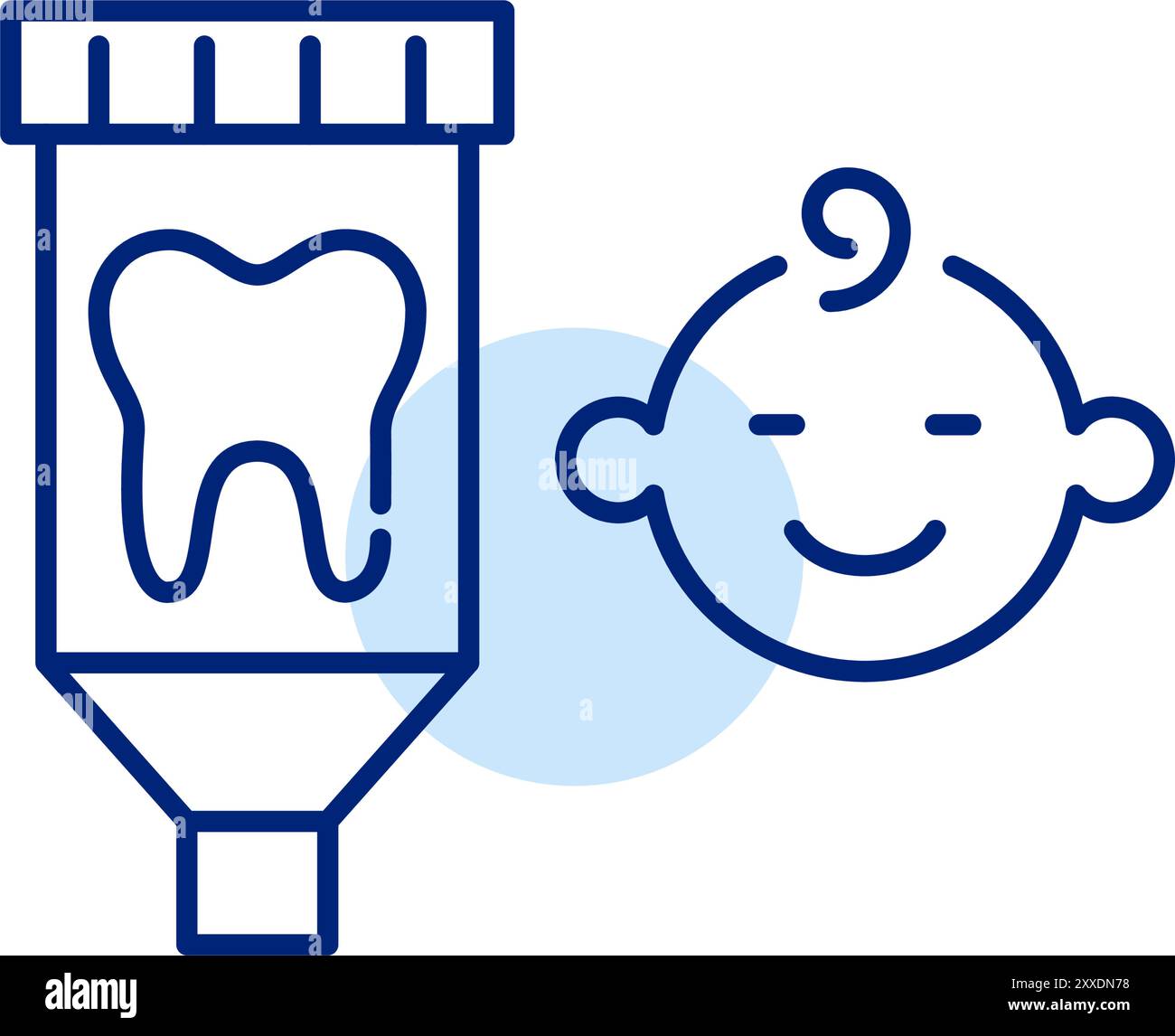 Baby face and toothpaste. Kids-friendly mild dental care. Pixel perfect ...