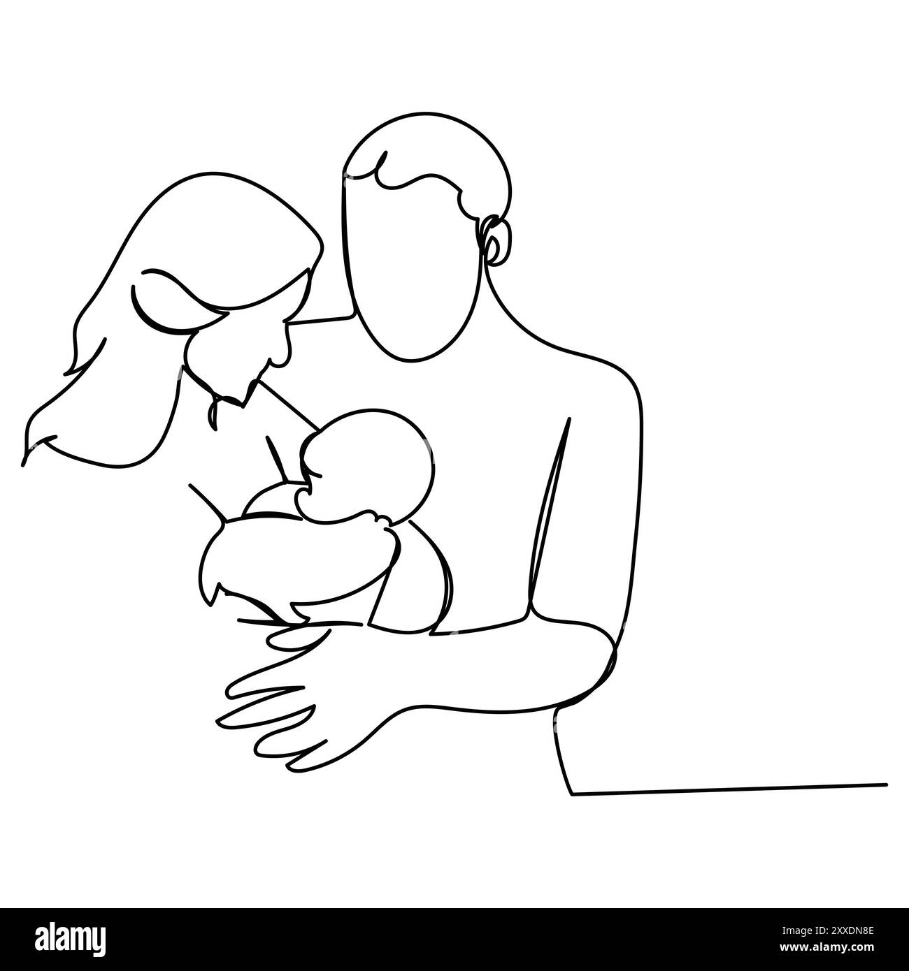 Continuous line drawing of Happy pregnant woman , father and mother ...