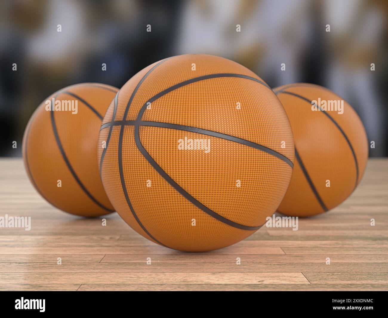Basketball balsl on a wooden floor. 3d illustration Stock Photo - Alamy