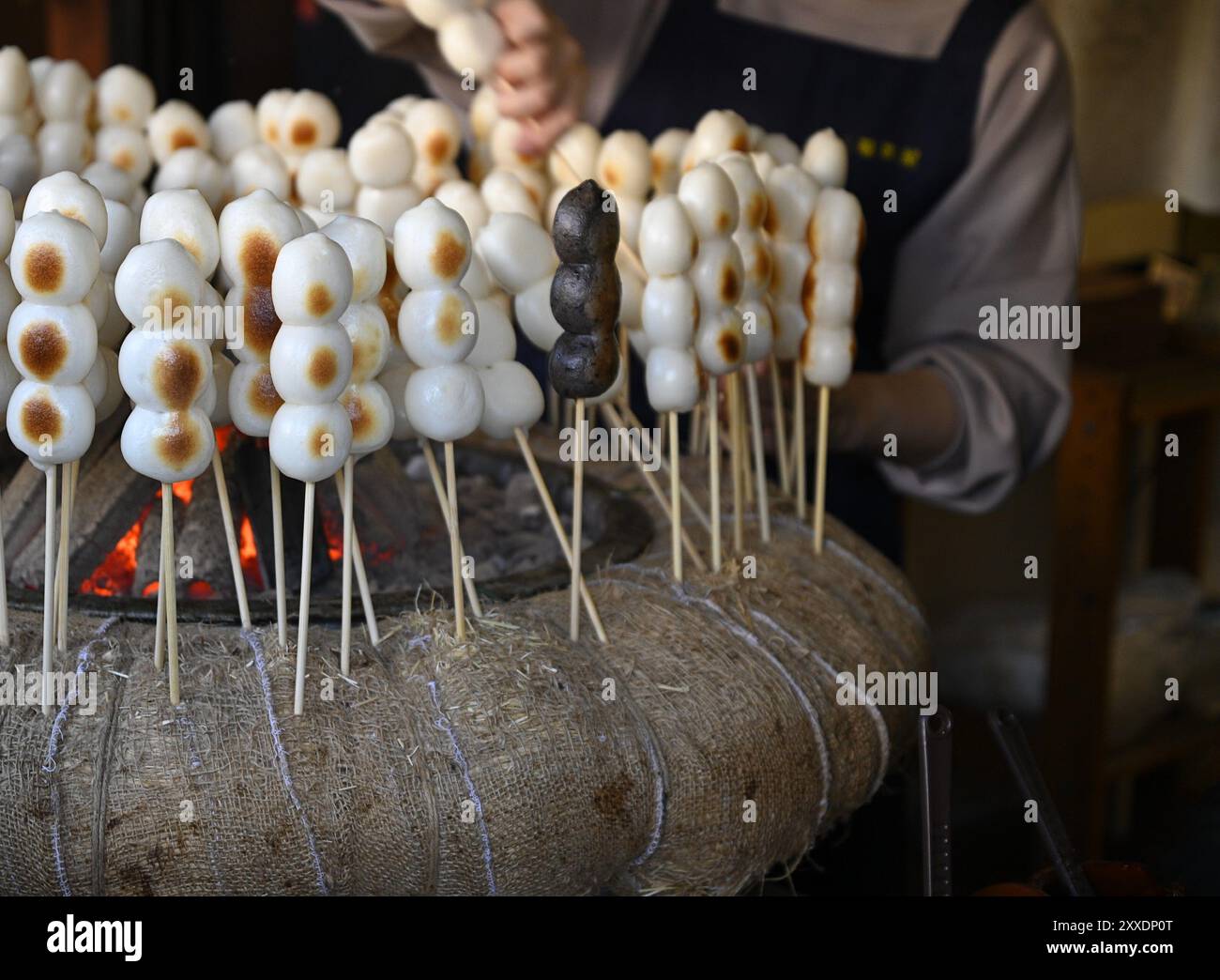 Mitarashi Dango, the traditional Japanese Rice mochi mochi balls on a ...