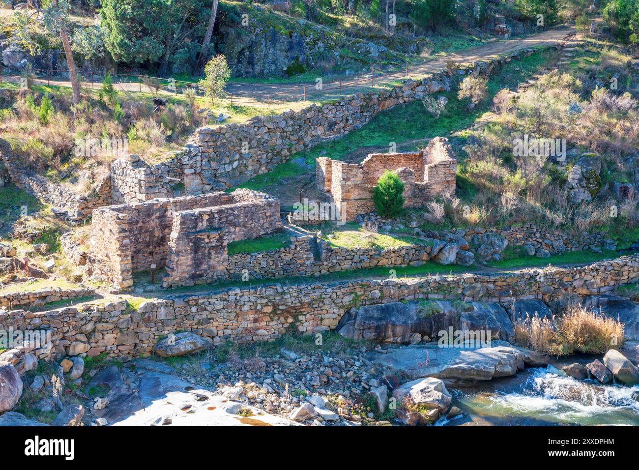 Photograph of the old brick buildings at the Adelong Falls Gold Mine ...