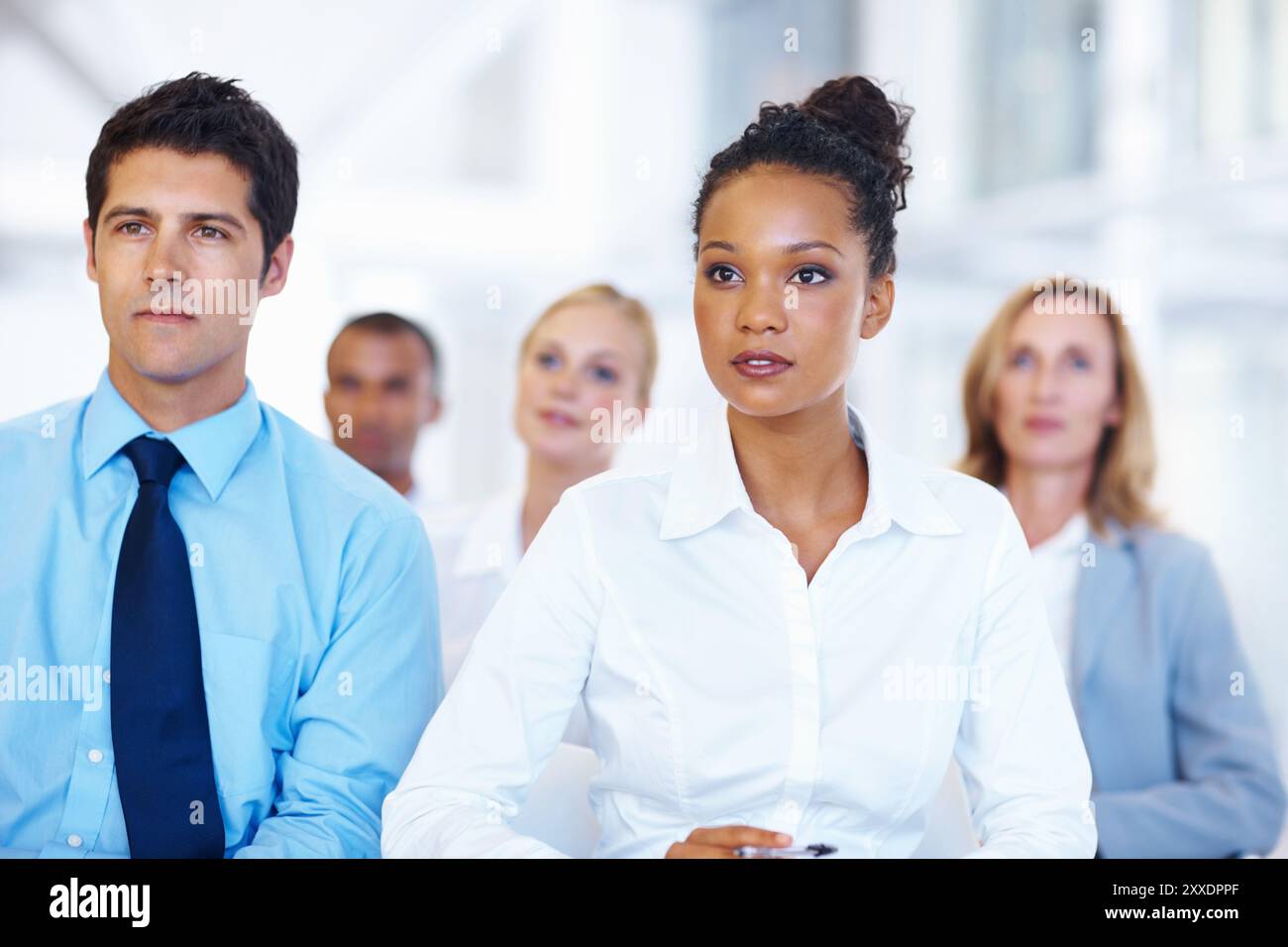 Business people, convention and woman with corporate training, workshop ...