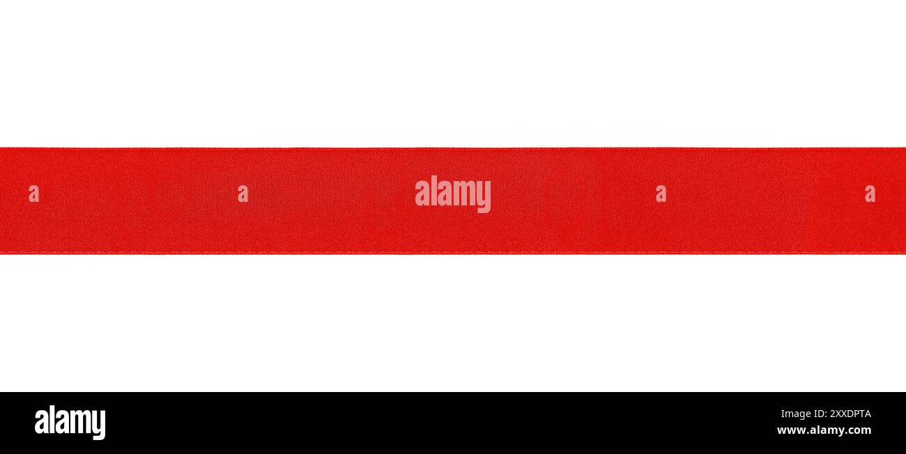Red ribbon - straight line satin ribbon isolated on white background ...