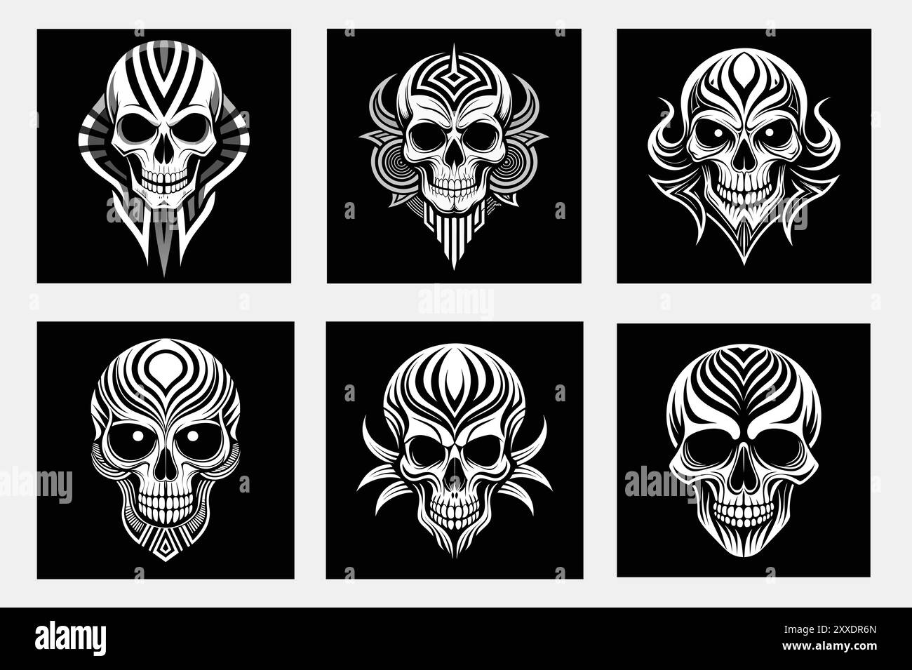 Black and white of skull Stock Vector Images - Alamy