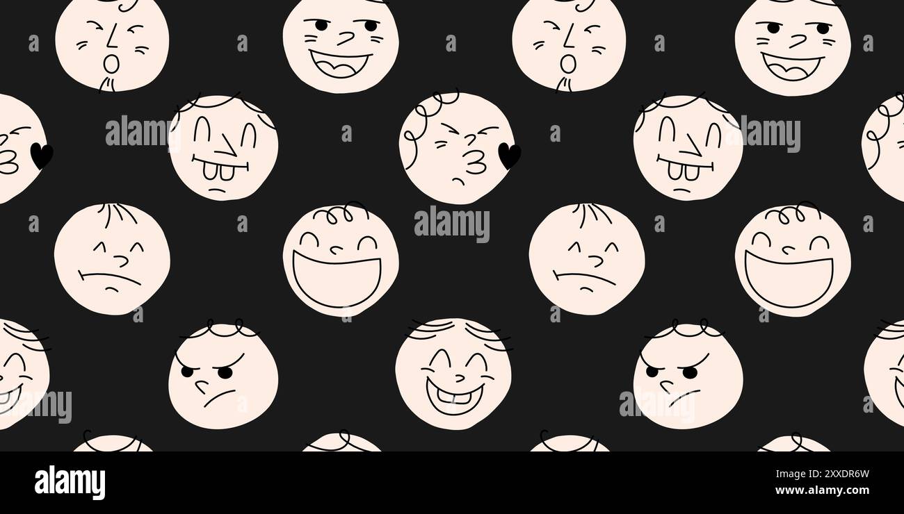 Round abstract comic Faces with various emotions Stock Vector Image ...