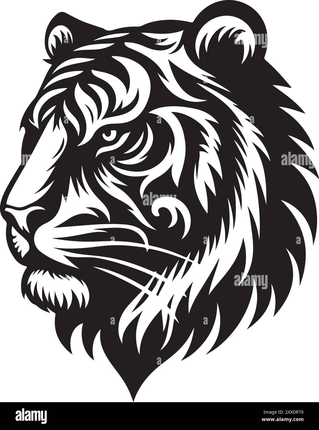 Outline tiger head animal vector hi-res stock photography and images ...