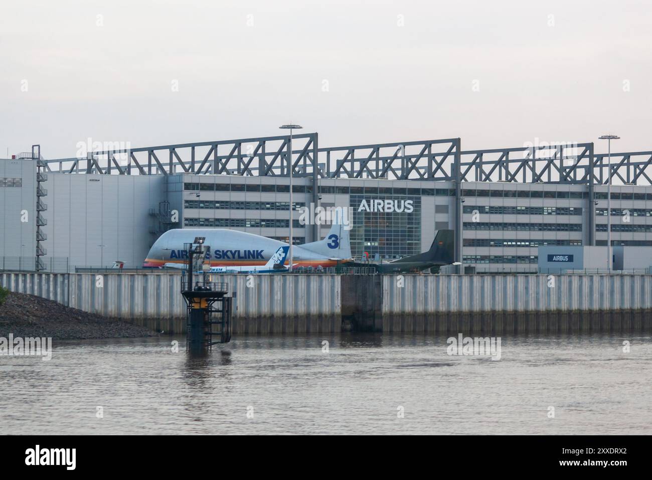 HAMBURG, GERMANY - AUGUST 15, 2024: Exterior view of the Airbus factory ...