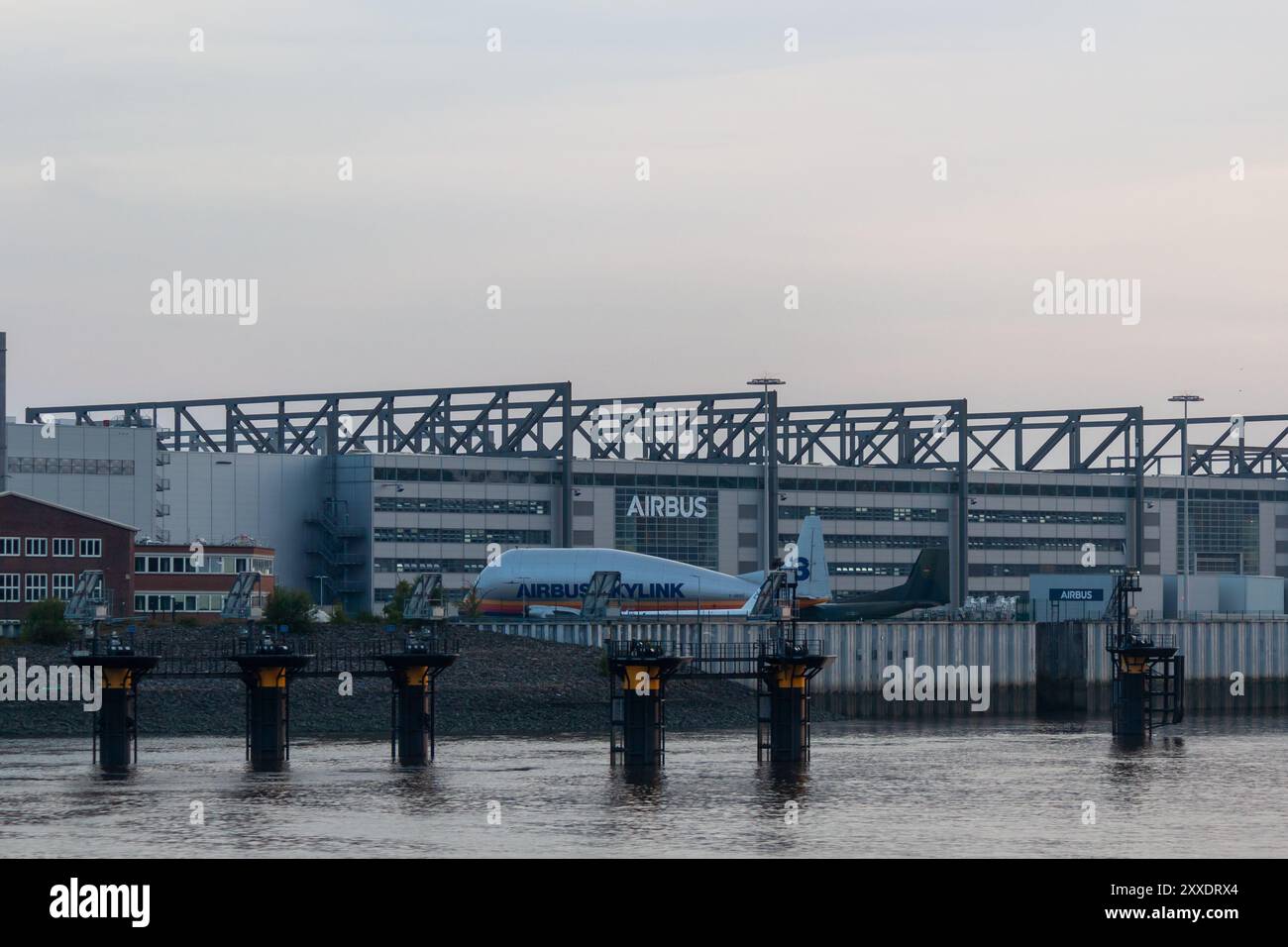 HAMBURG, GERMANY - AUGUST 15, 2024: Exterior view of the Airbus factory ...