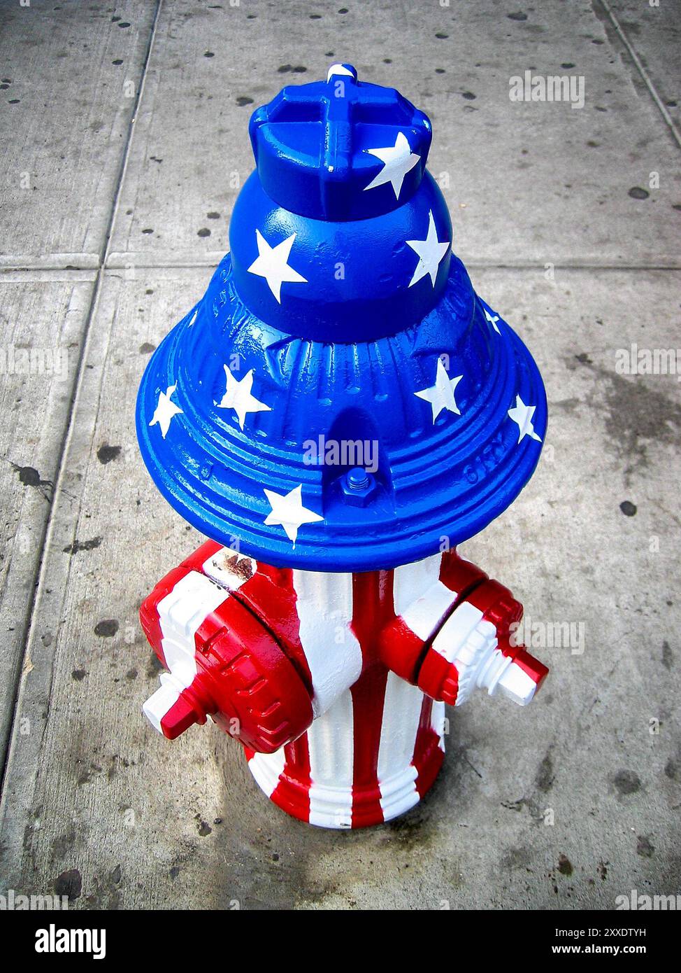 A Fire hydrant painted with Stars and Stripes on 104th street and ...