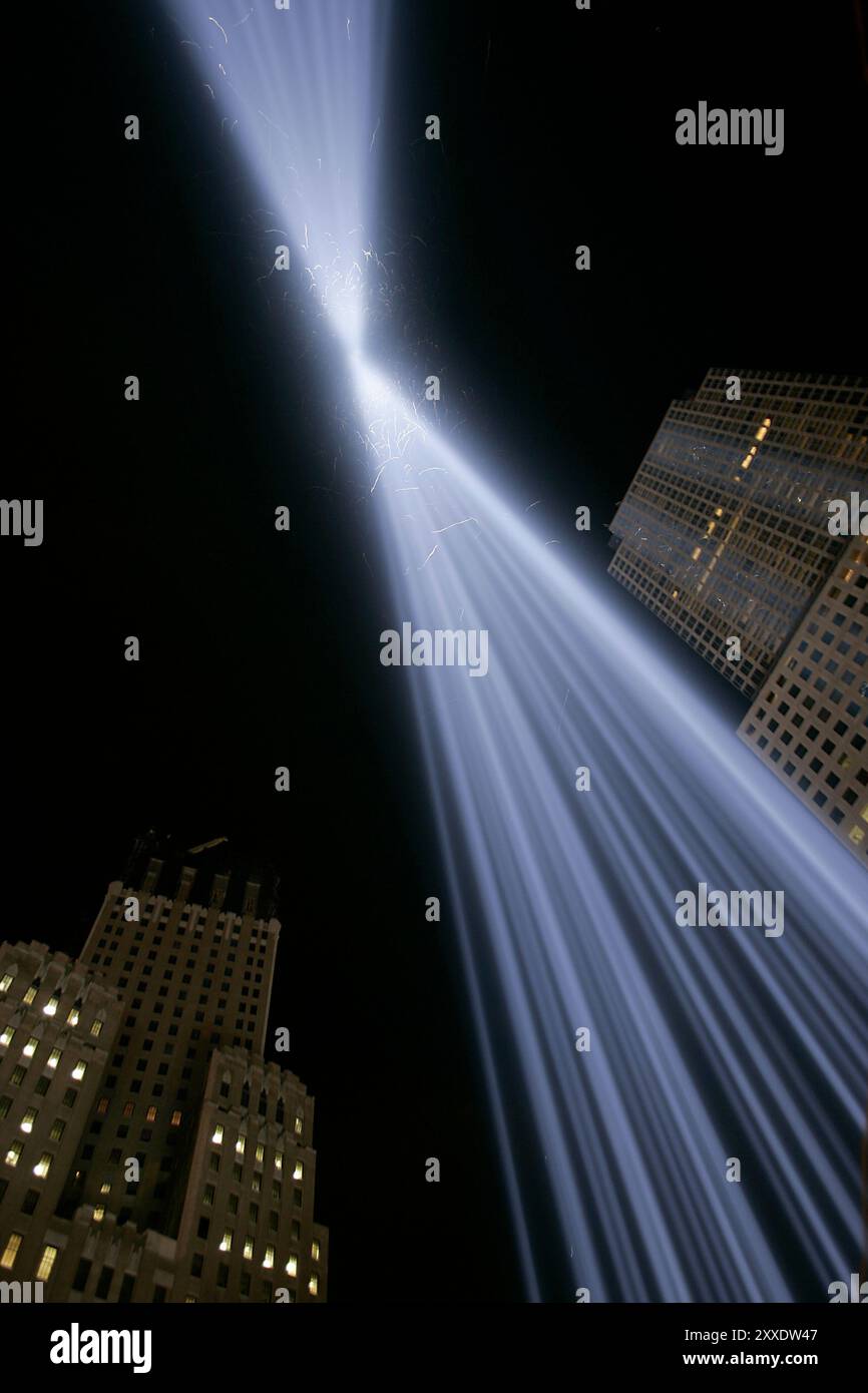 New York, NY, USA, September 11th 2004: The Towers of Light were lit at ...